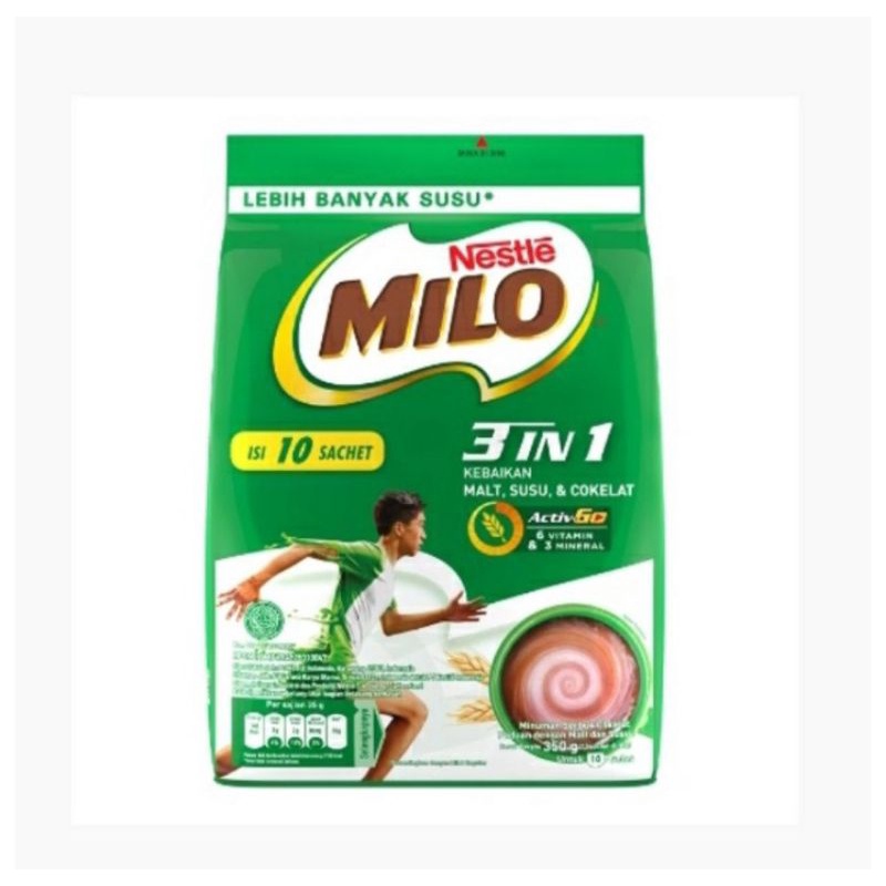 Jual Milo 3in1 Kemasan Pouch/renceng 350gr(35gr*10sachet) | Shopee ...