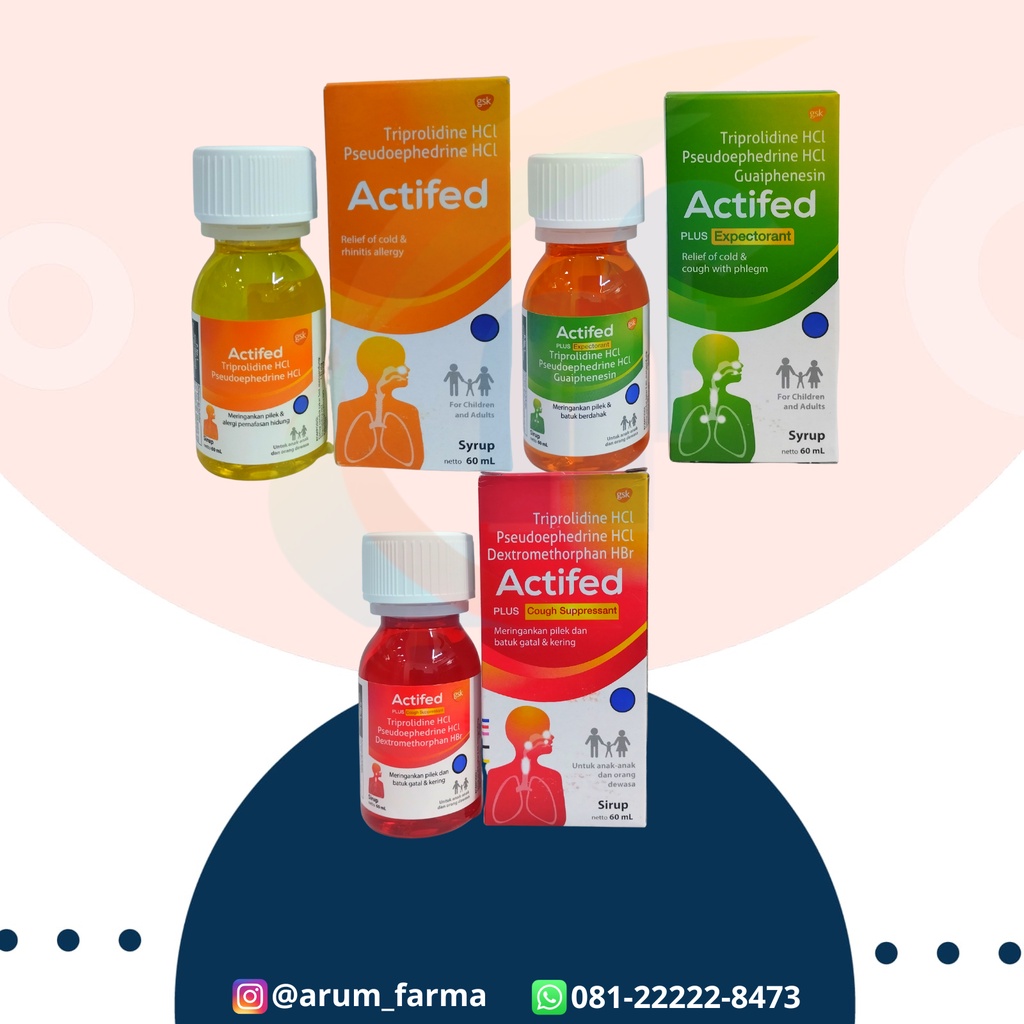 Jual Actifed sirup 60 ml merah / kuning / hijau/ actifed obat batuk dan ...