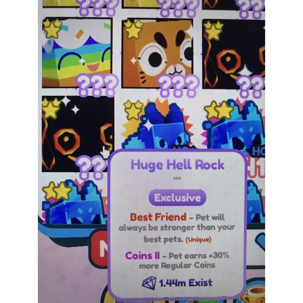 Jual Huge Hell Rock ( Huge Pet Murah ) Pet Sim X HHR/GHHR | Shopee ...