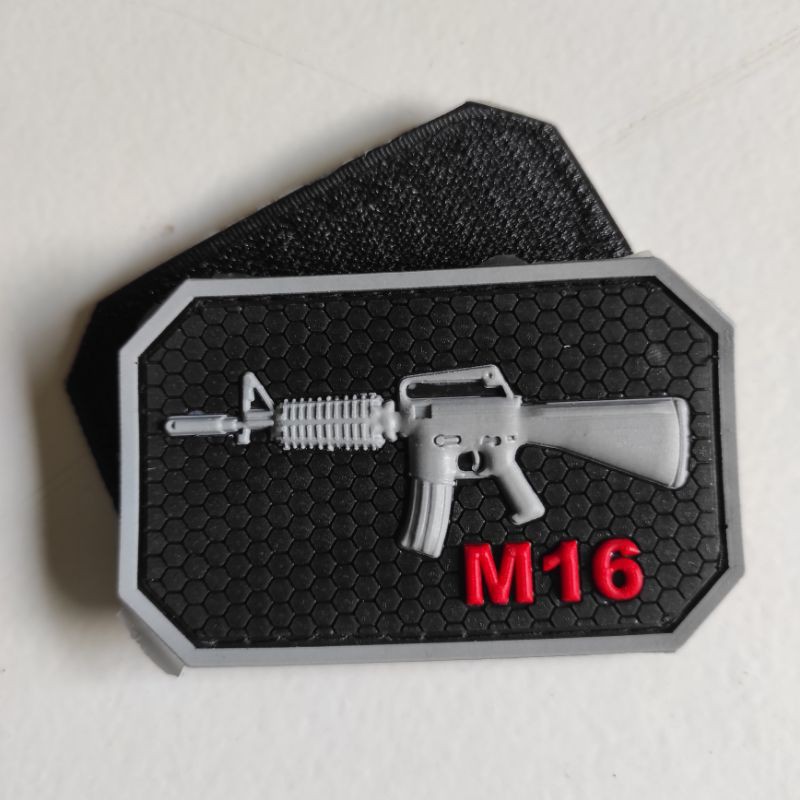 Jual PATCH RUBBER LOGO SENJATA M-16 3D TIMBUL/TEMPELAN EMBLEM KARET | Shopee Indonesia