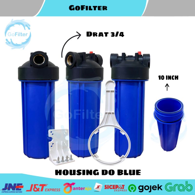 Jual Housing Filter Air Blue Double Oring 10 inch Drat Kuningan 3/4 ...