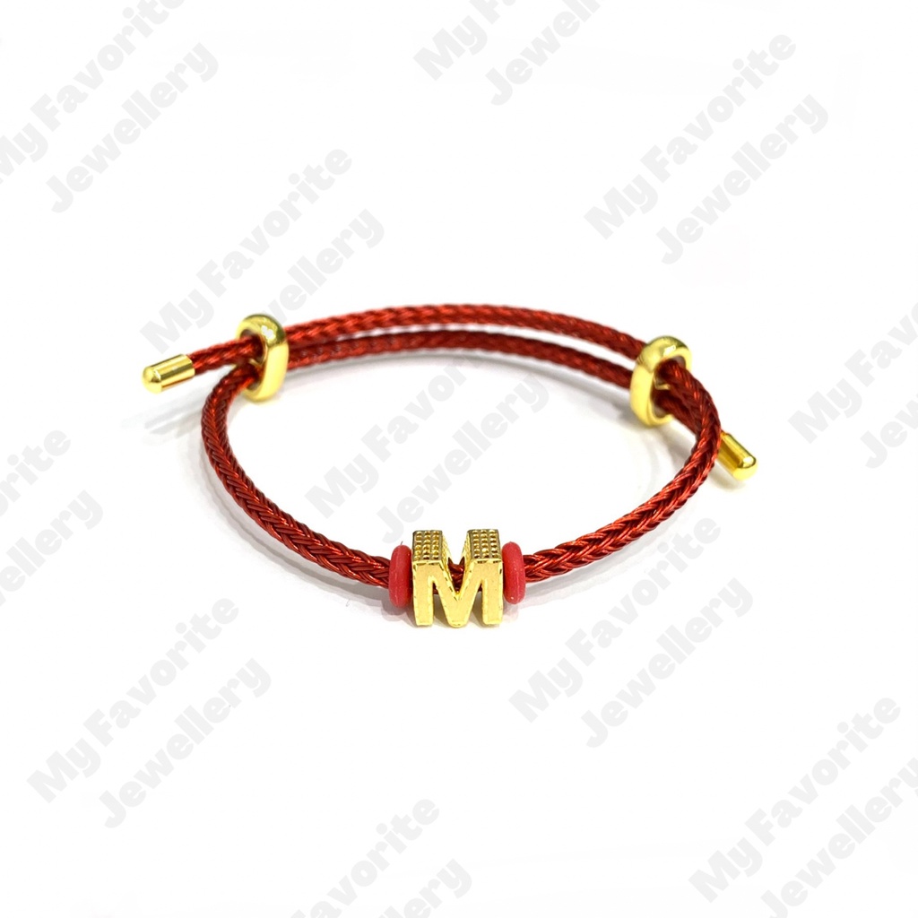 Jual Gelang Tali Set Liontin Emas Asli Kadar 700 Huruf M Balok | Shopee ...
