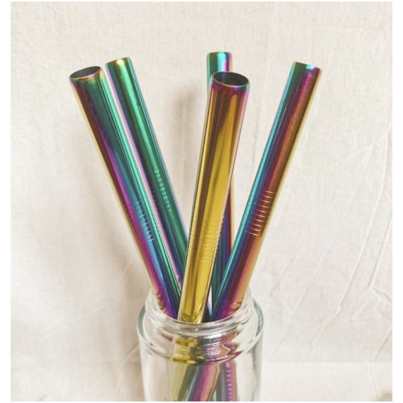 Jual Sedotan Boba Stainless Steel Bubble Tea warna Rainbow | Shopee ...