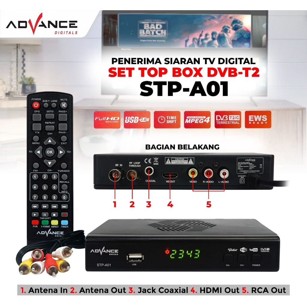 Jual Advance STB Set Top Box TV Digital Receiver Penerima Siaran Full HD/ STB Wifi Bisa Youtube ...