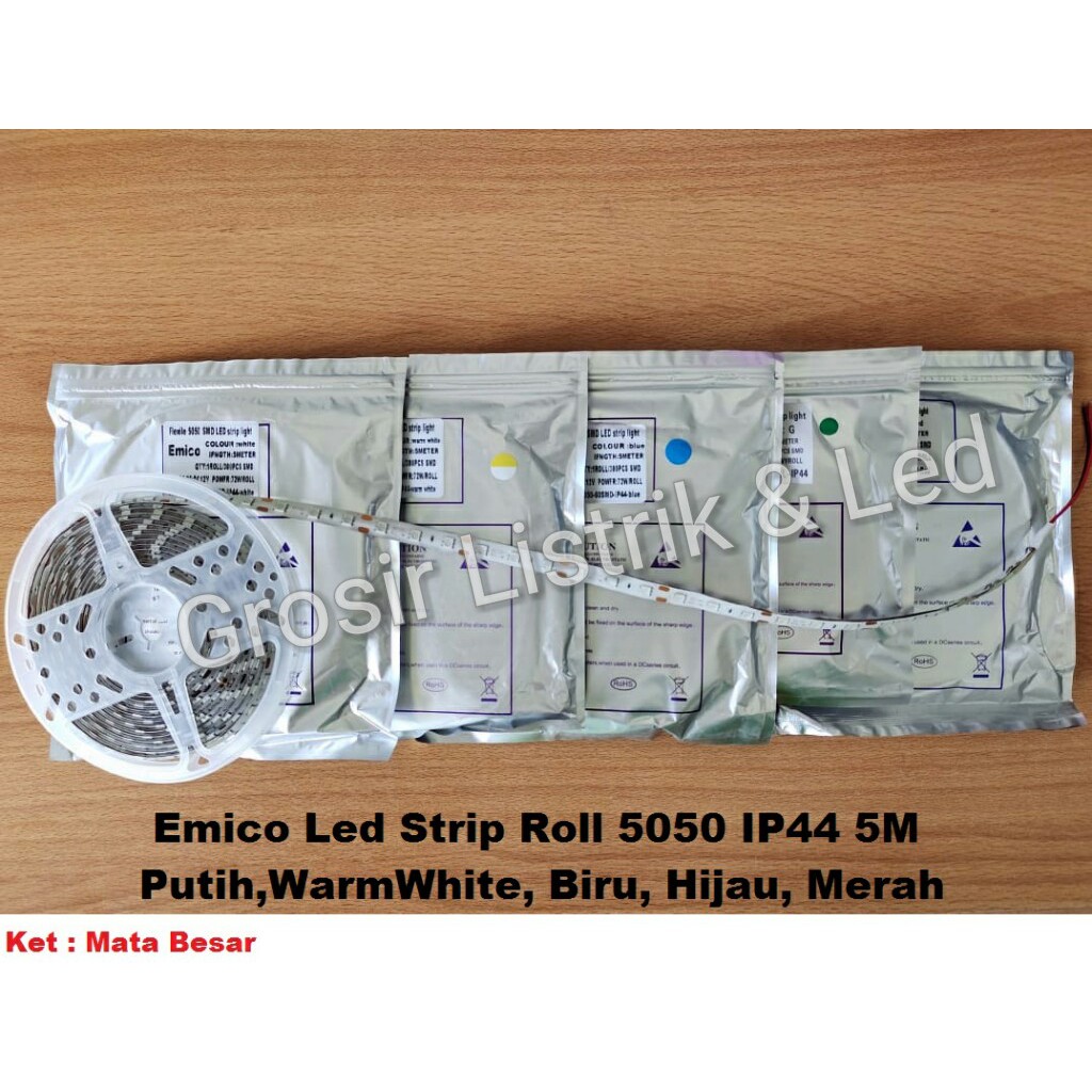 Jual Emico Led Strip Roll 5050 IP44 5M (Matabesar) | Shopee Indonesia