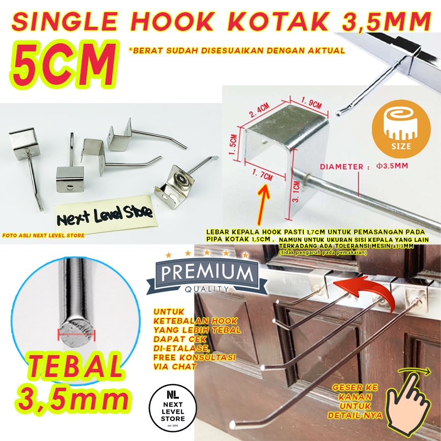 Jual Single Hook Kotak Stainless 5 cm 5cm Cantolan Besi Tebal 3,5mm Ram Rak - LINK GROSIR ...