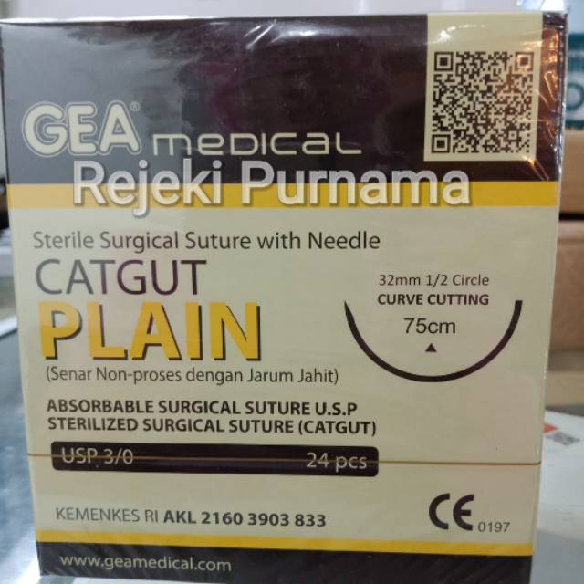 Jual Catgut Plain 3/0 Steril Surgical Suture With Needles / Senar Non ...