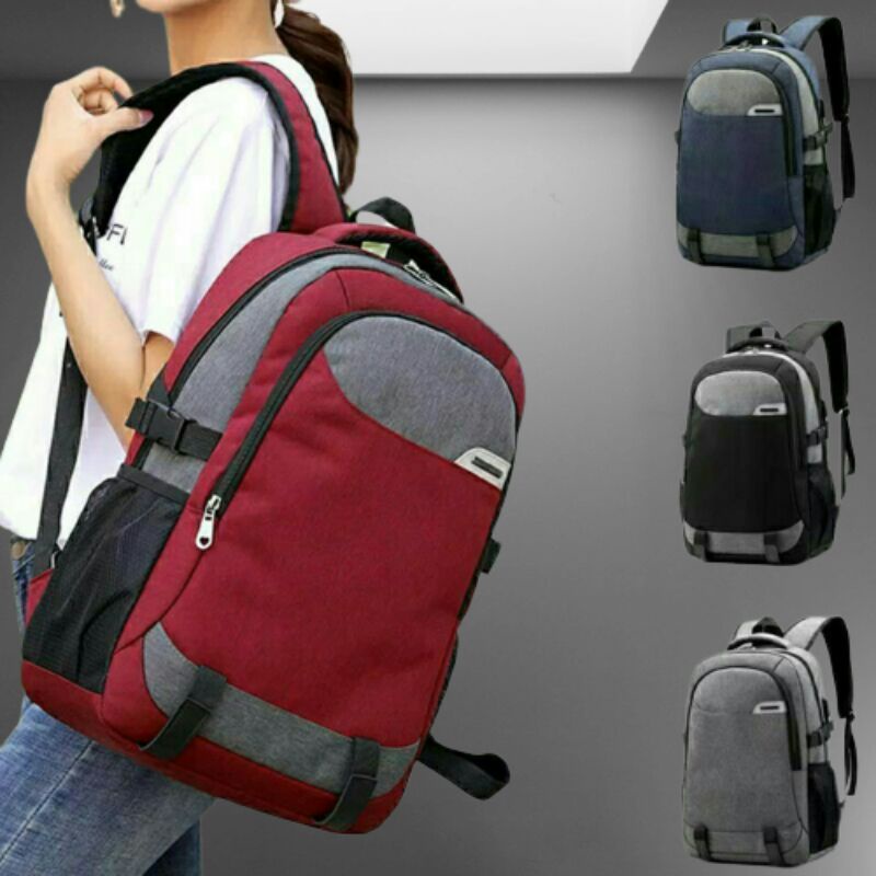 Jual Tas Ransel Pria Wanita Punggung Gandong Backpack Sekolah Kuliah Kerja Cowok Cewek Gadis ...