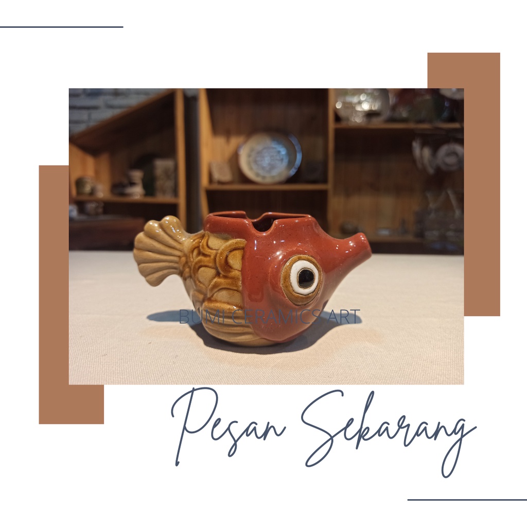 Jual BUMI CERAMICS ART - ASBAK ROKOK MOTIF IKAN DAN TULISAN BALI ...