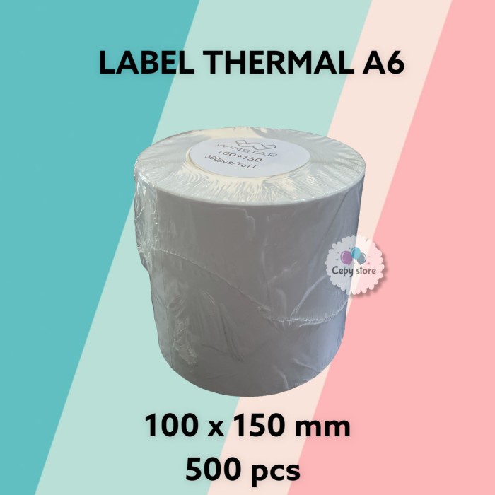 Jual KERTAS THERMAL LABEL STICKER A6 100x150 ISI 500PCS | Shopee Indonesia