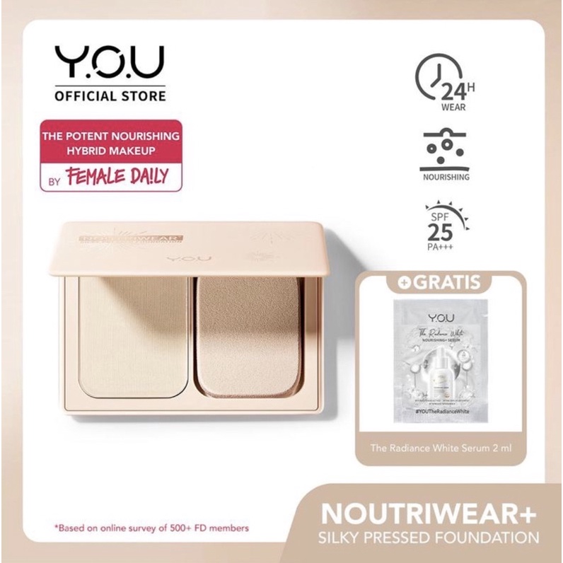Jual YOU NoutriWear+ Silky Pressed Foundation ( YOU MAKEUPS OFFICIAL ...
