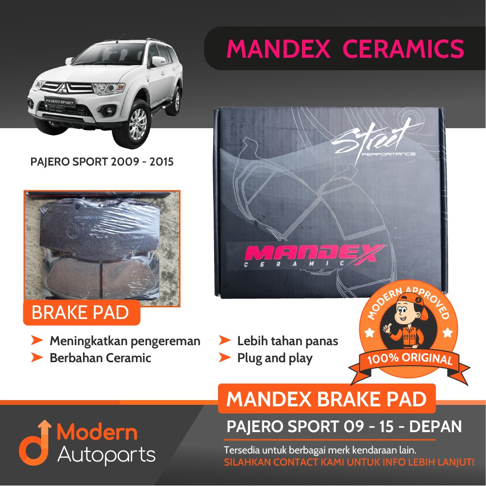 Jual MANDEX Brake Pad / Kampas Rem PAJERO SPORT DEPAN 2009 - 2015 ...