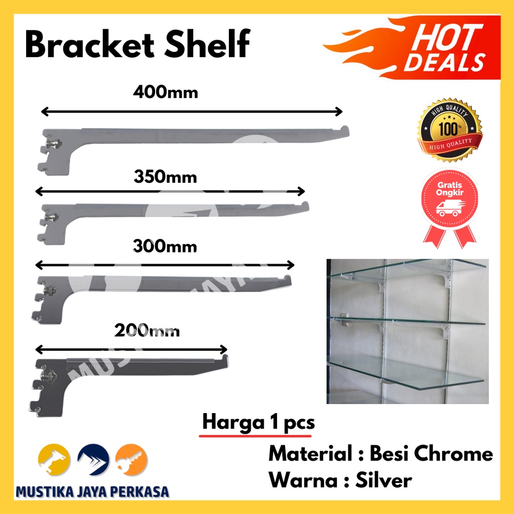 Jual Bracket Shelf Kaca Penyangga Rak Kaca Kayu Braket Ambalan Display ...
