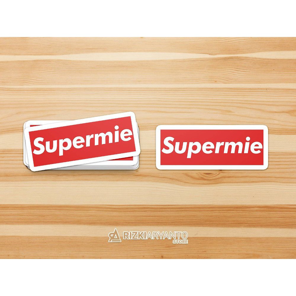 Jual Sticker - Stiker Logo Custom Supermie Parody Supreme | Shopee ...