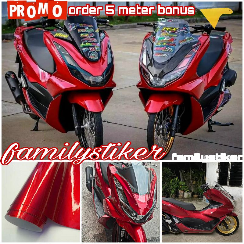 Jual Sekotlet Sticker Motor merah mettalik candy sekotlet sticker merah ...
