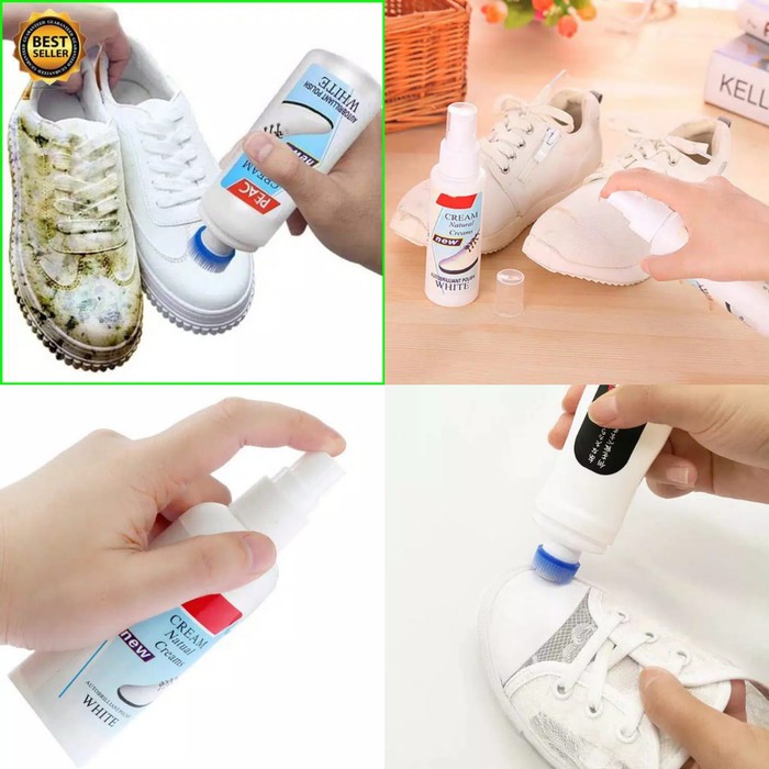 Jual Cairan Pembersih Ajaib Sepatu Warna Putih Plac Cream Model Spray ...
