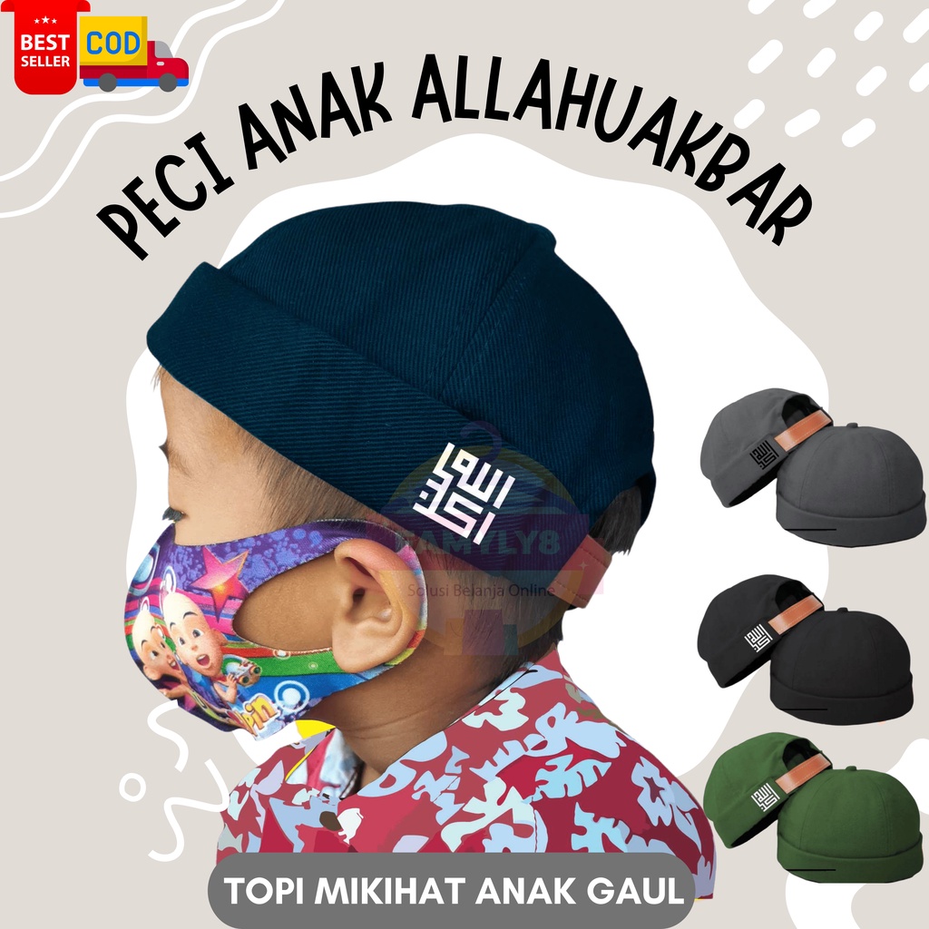 Jual Peci Sholat Anak Songkok UAS Kopiah Warna Hitam Navy Hijau Abu ...