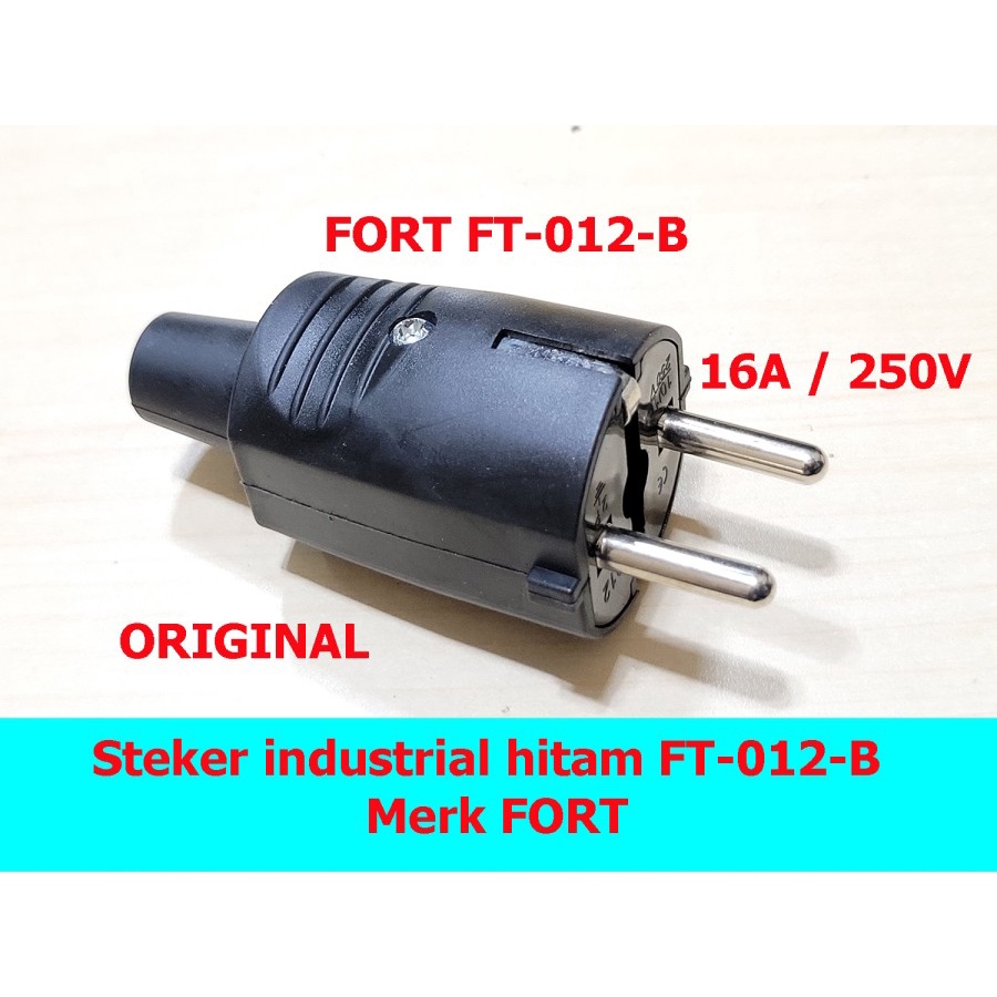 Jual STEKER INDUSTRIAL HITAM FORT FT-012-B 2 Pin / Kaki 16 Ampere ...