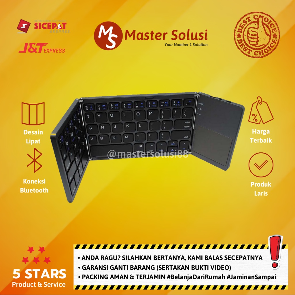 Jual Wireless Keyboard Bluetooth Lipat Folding Portable Magnetic ...