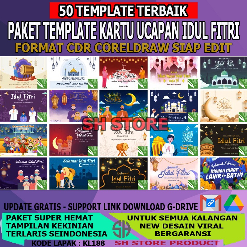 Jual Paket Template Kartu Ucapan Lebaran Idul Fitri CDR Terkini Tinggal ...