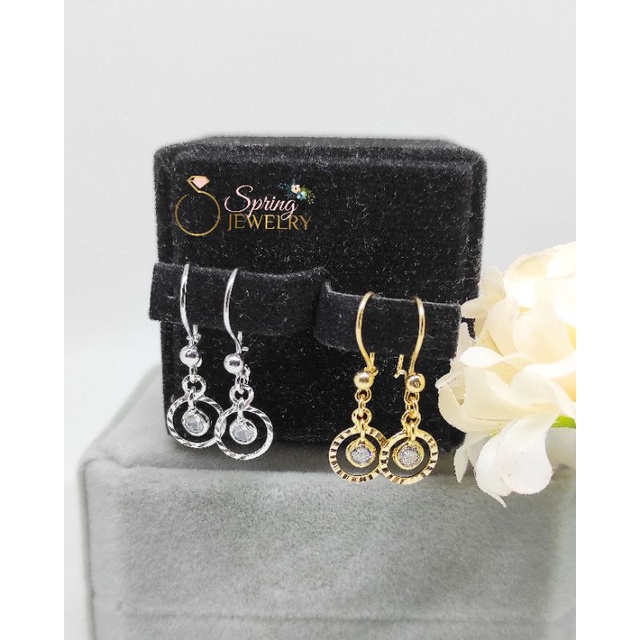 Jual Anting Perak Wanita Kait Bulat Ulir Mata Silver 925 Asli Lapis Emas Putih | Shopee Indonesia