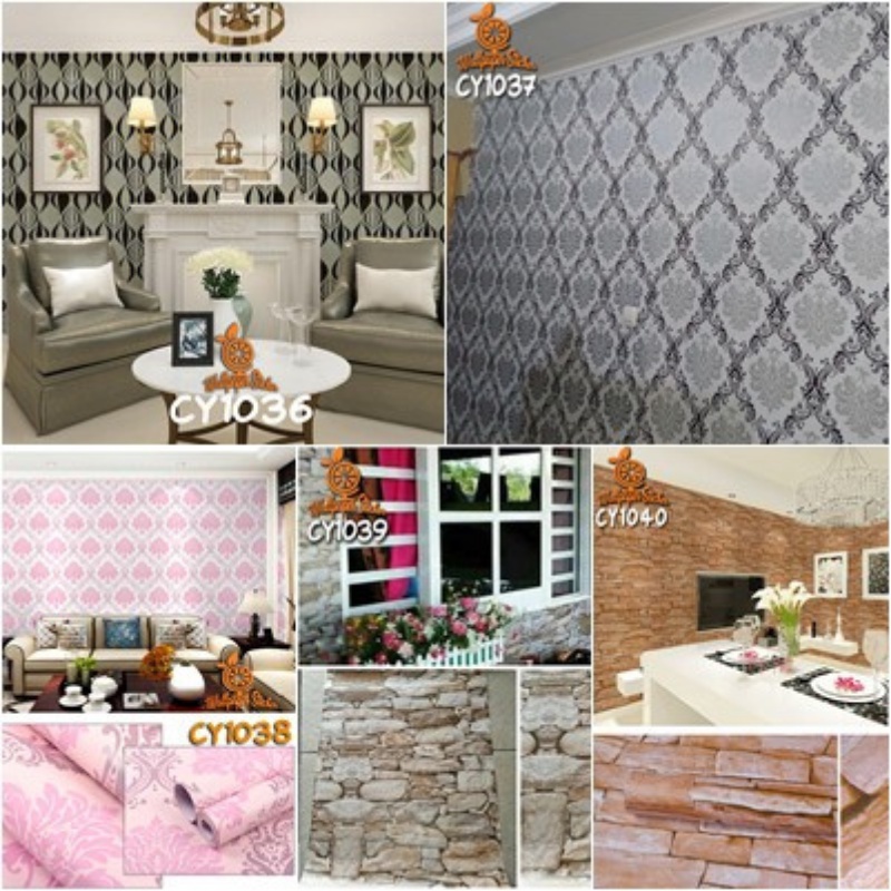 Jual Wallpaper Sticker Dinding Ruang Tamu Estetik 45cm X 8m Wallstiker ...