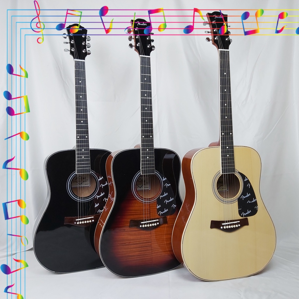 Jual GITAR AKUSTIK GUITAR ACOUSTIC FENDER TOP MERANTI LIS IVORY CUSTOM ...