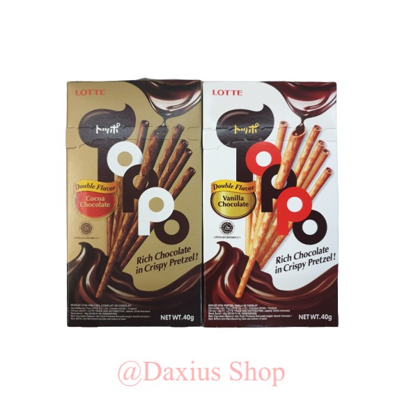 Jual Toppo Snack Cemilan Stik Pretzel Rasa Coklat dan Vanila 40gr ...