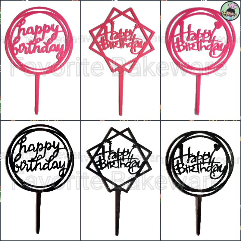 Jual Topper Cake Happy Birthday Plastic Big Pink Black Hiasan Tulisan ...