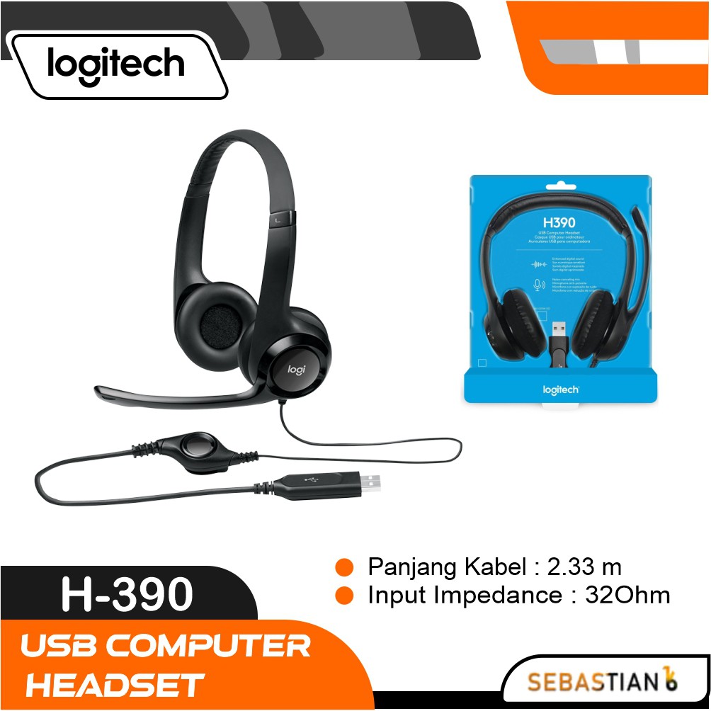 Jual Logitech Headset H390 USB With Mic Headphone Stereo Original ...