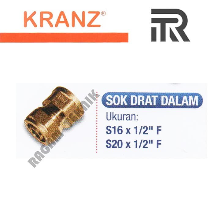 Jual Unik Kranz Sok s16 x 1/2 Female socket rifeng air panas kuningan ...