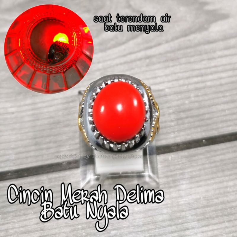 Jual CINCIN BATU MERAH DELIMA NYALA SULAP GIMMICK | Shopee Indonesia