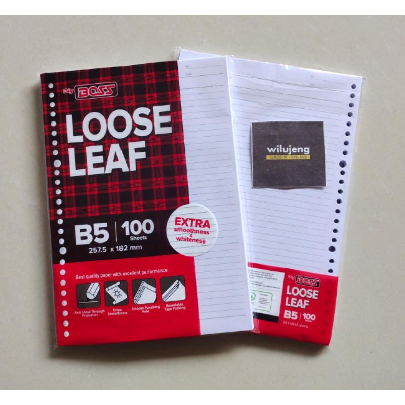 Jual Kertas File Binder Loose Leaf Big Boss B5 Garis 100 Lembar (pak) (390gr) | Shopee Indonesia