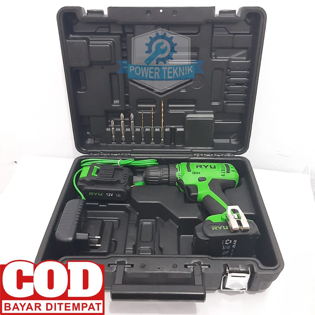Jual Mesin Bor Cordless Drill RYU Bor Cas Batterai RCD 12V | Shopee ...