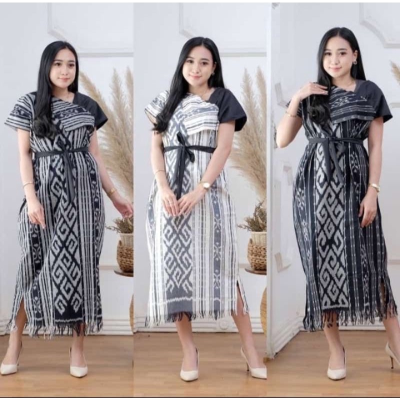 Jual READY STOK dress - dress tenun kekinian - baju kondangan - baju prewedding - set couple ...