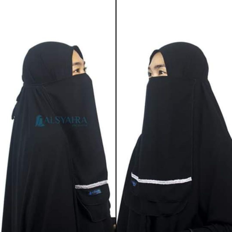 Jual ( Cadar tali 2 layer zahrah sifon Jetblack ) | Shopee Indonesia
