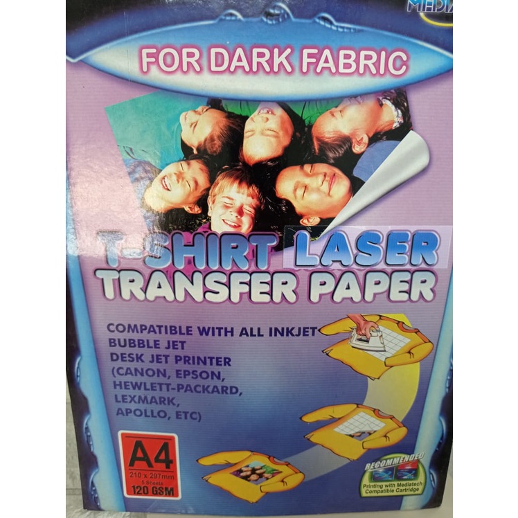 Jual Kertas A4-120 GSM LASER DARK HEAT TRANSFER PAPER @ 5 For Laser Jet ...