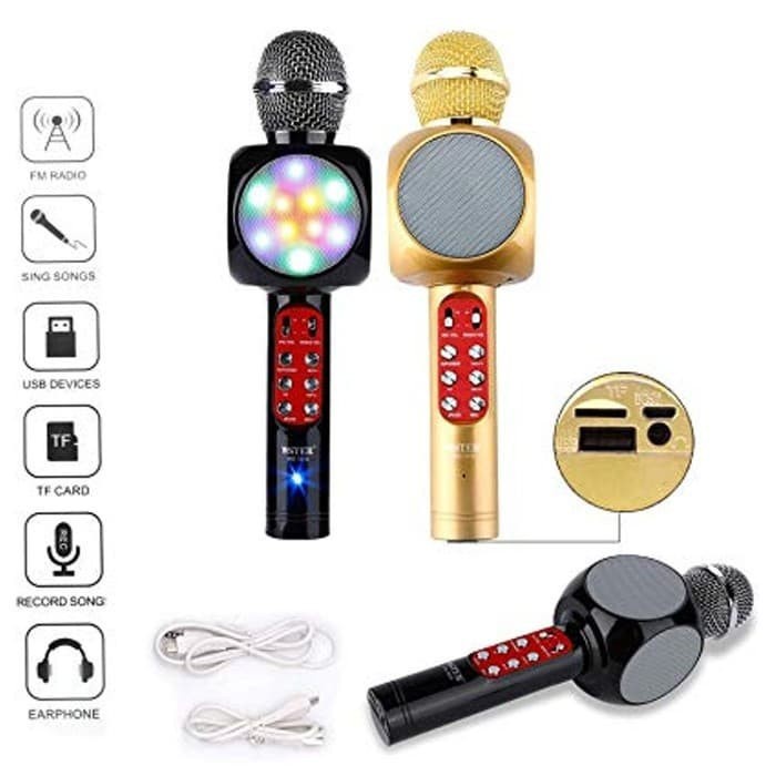 Jual Mic WS-1816 Smule Wireless Bluetooth Karaoke LED Microphone Murah | Shopee Indonesia