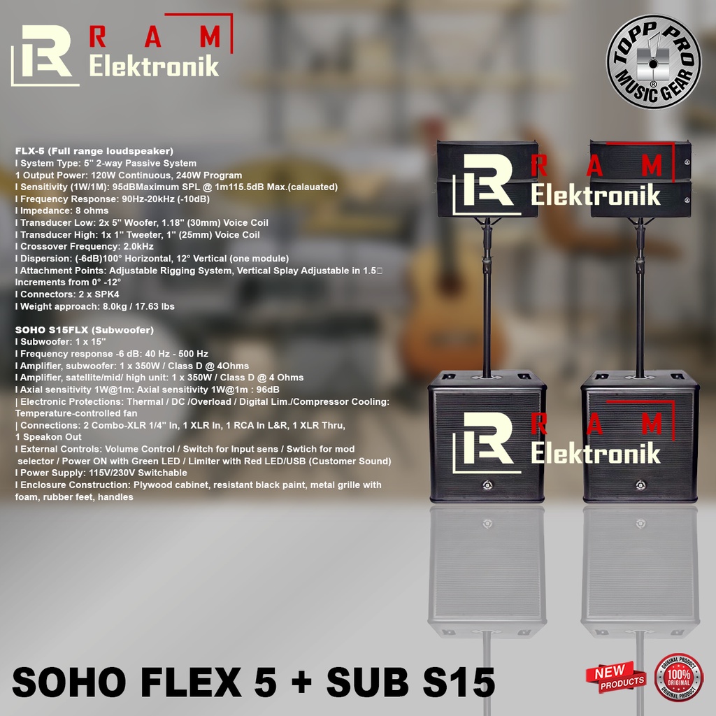 Jual Paket Sound System Topp Pro / Toppro SOHO FLEX 5 + SUB S15 Original | Shopee Indonesia