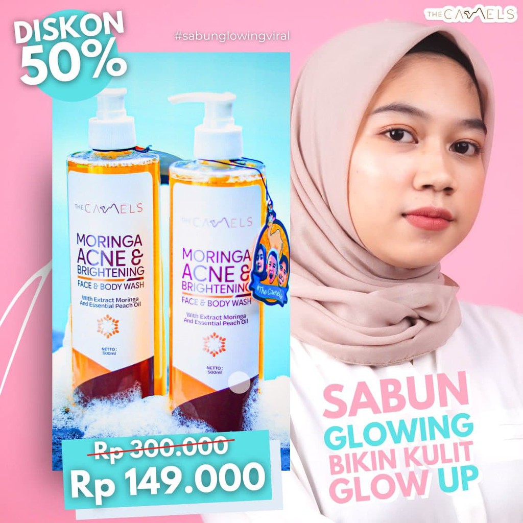 Jual THE CAMELS MORINGA ACNE AND BRIGHTENING FACE AND BODY WASH SABUN ...