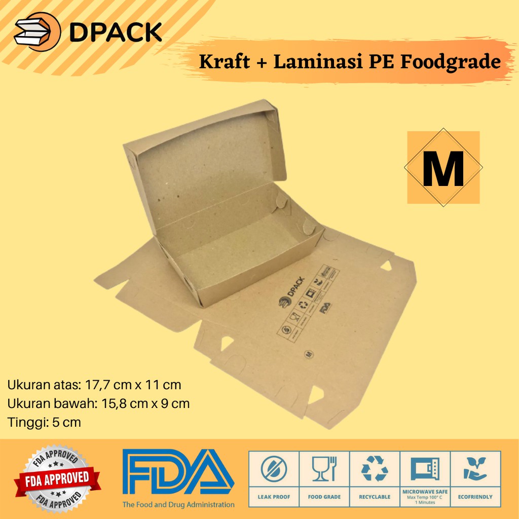 Jual PAPER LUNCH BOX BAHAN KRAFT / KRAFT FULL LAMINASI SIZE S, M & L | Shopee Indonesia