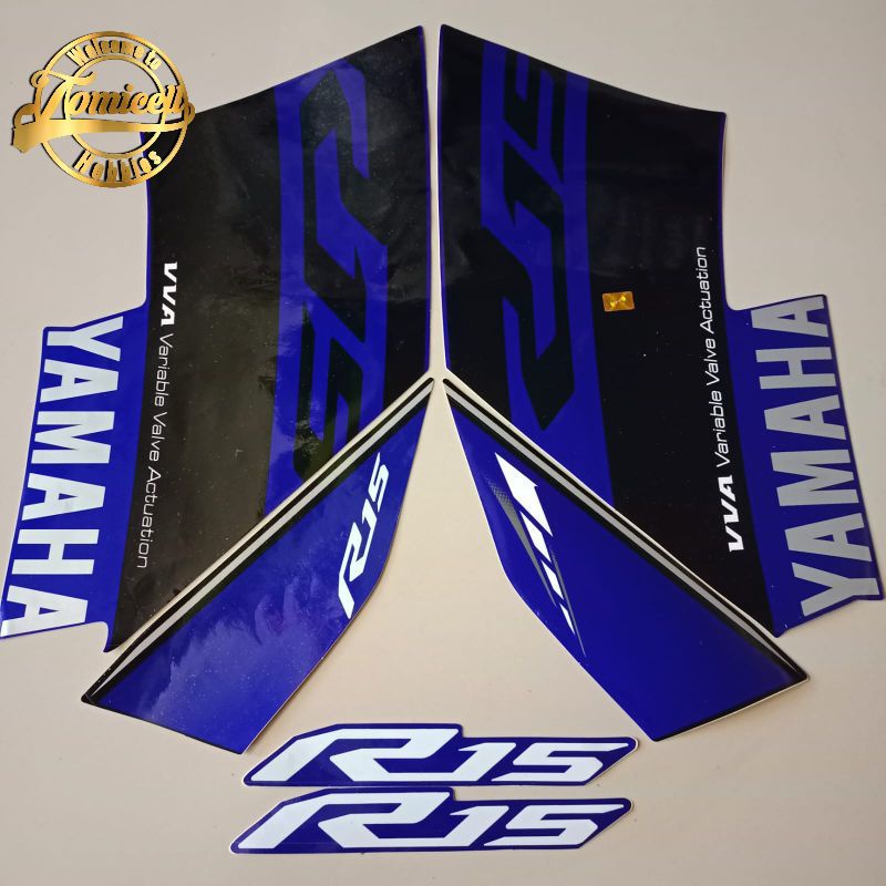 Jual striping decal yamaha R15 2017 2018 v3 biru stiker list body motor ...