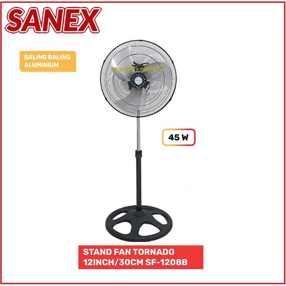 Jual Kipas Stand Fan Sanex SF-1208B 12 inch Full Besi Kipas Angin Berdiri Tornado SNI ///KIPAS ...
