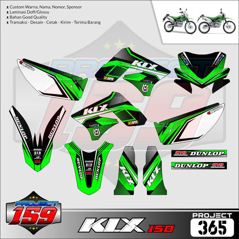 Jual Sticker Decal KLX 150 L - Project 365 MotoX Livery Green | Shopee ...