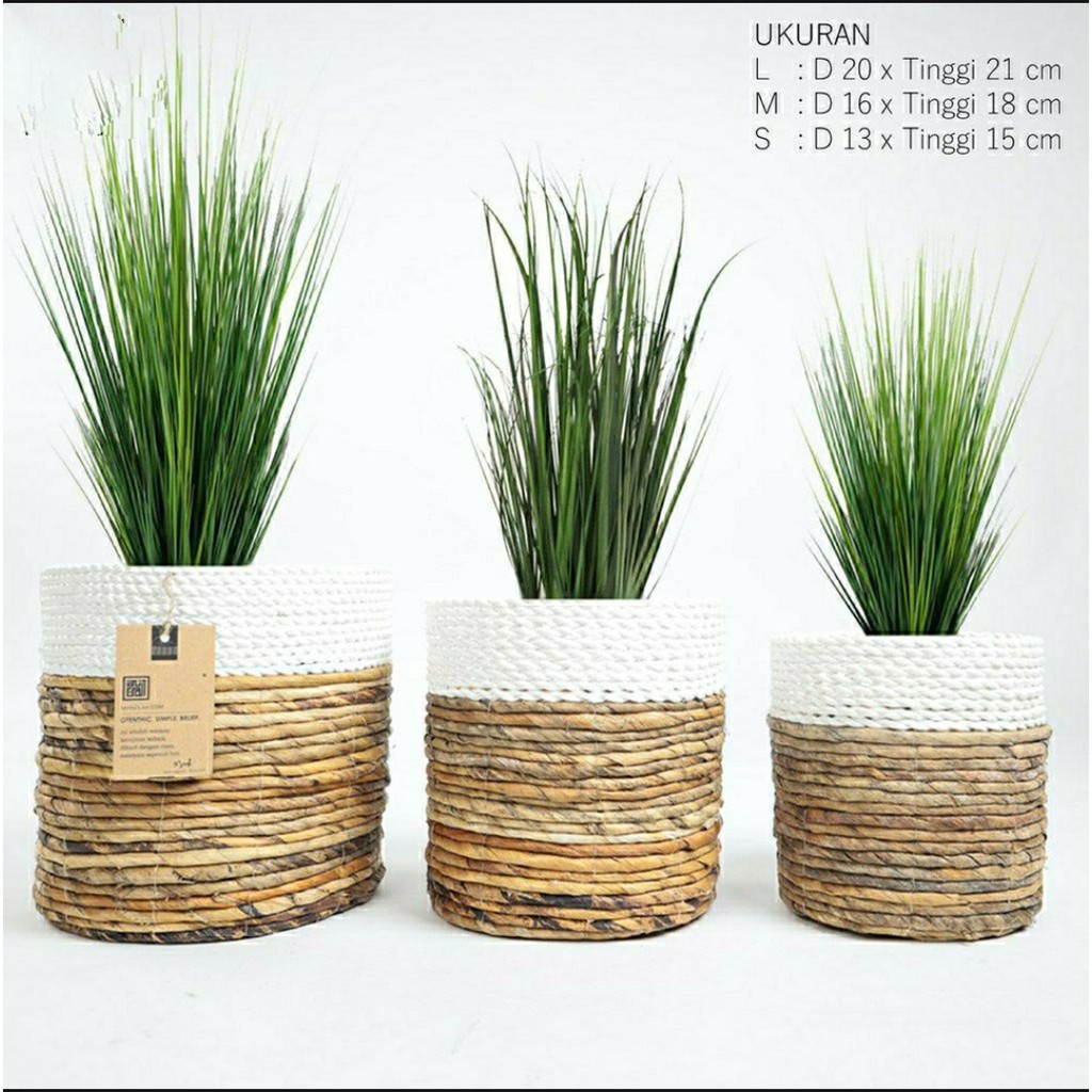 Jual KERANJANG ANYAMAN SEAGRASS ISI 3PCS / RAK BUNGA / COVER POT ISI 3 ...