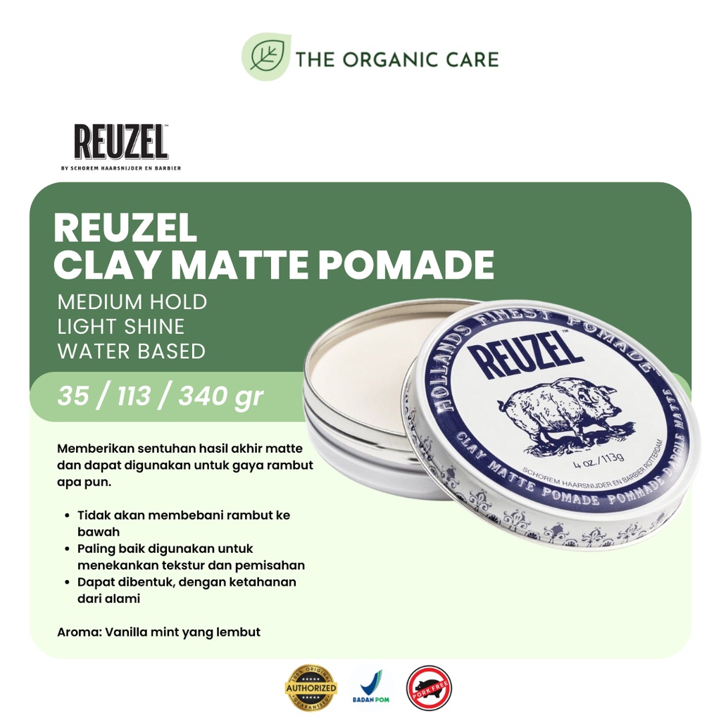 Jual REUZEL CLAY MATTE POMADE - MEDIUM HOLD / LIGHT SHINE / WATER BASED ...