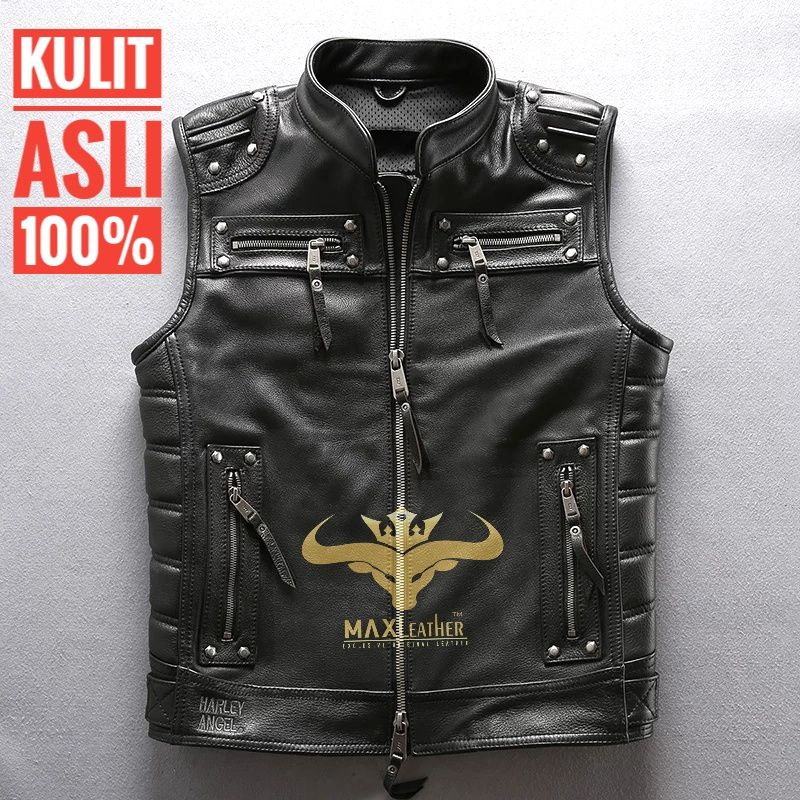 Jual Rompi Harley Kulit asli Premium, Vest kulit, Rompi Pria/ Wanita ...