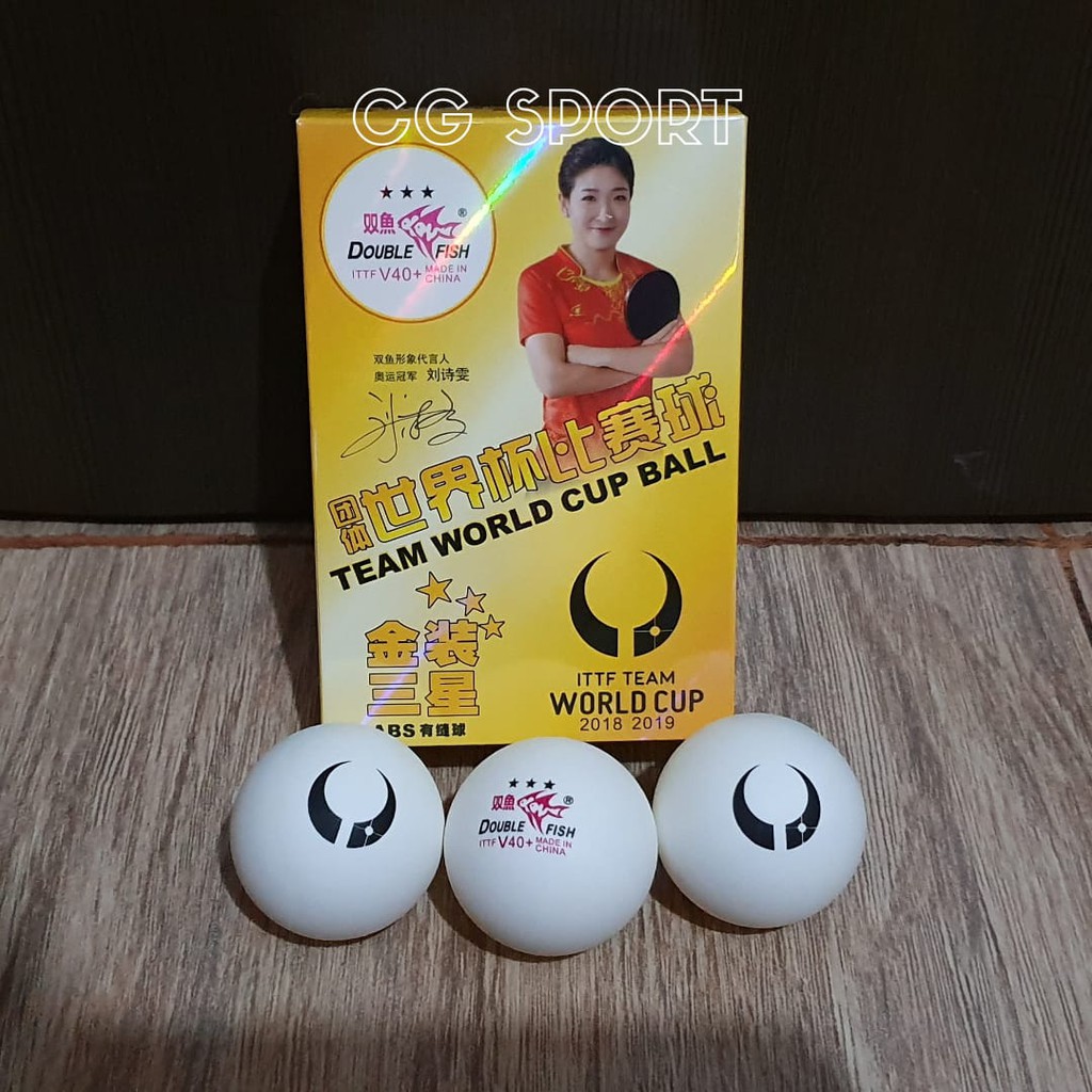 Jual Bola Pingpong Double Fish 3* isi 6 40+ 2018-2019 ITTF TEAM WORLD CUP | Shopee Indonesia