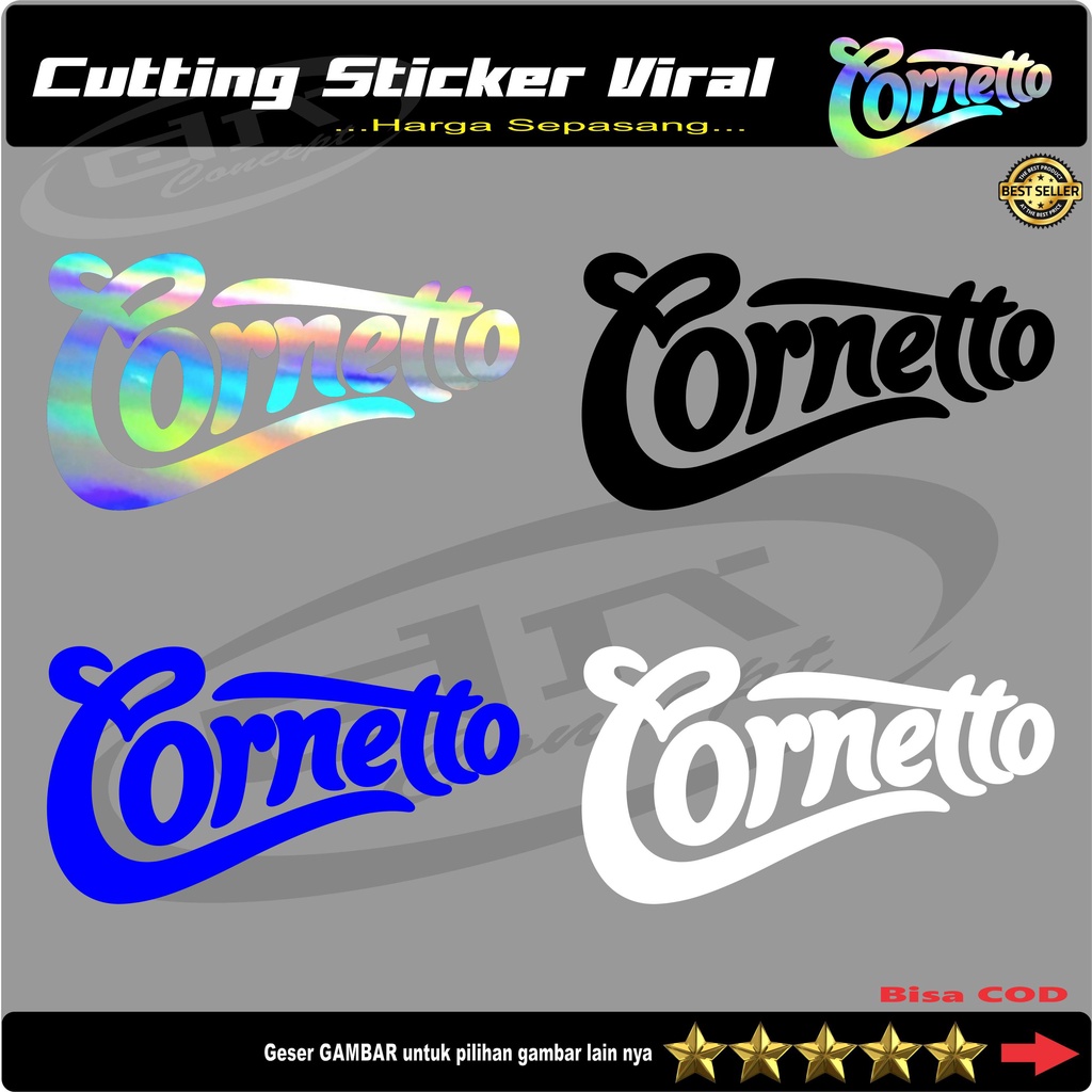 Jual Sticker Stiker Corneto CORNETTO Viral Logo Hologram Motor Putih ...