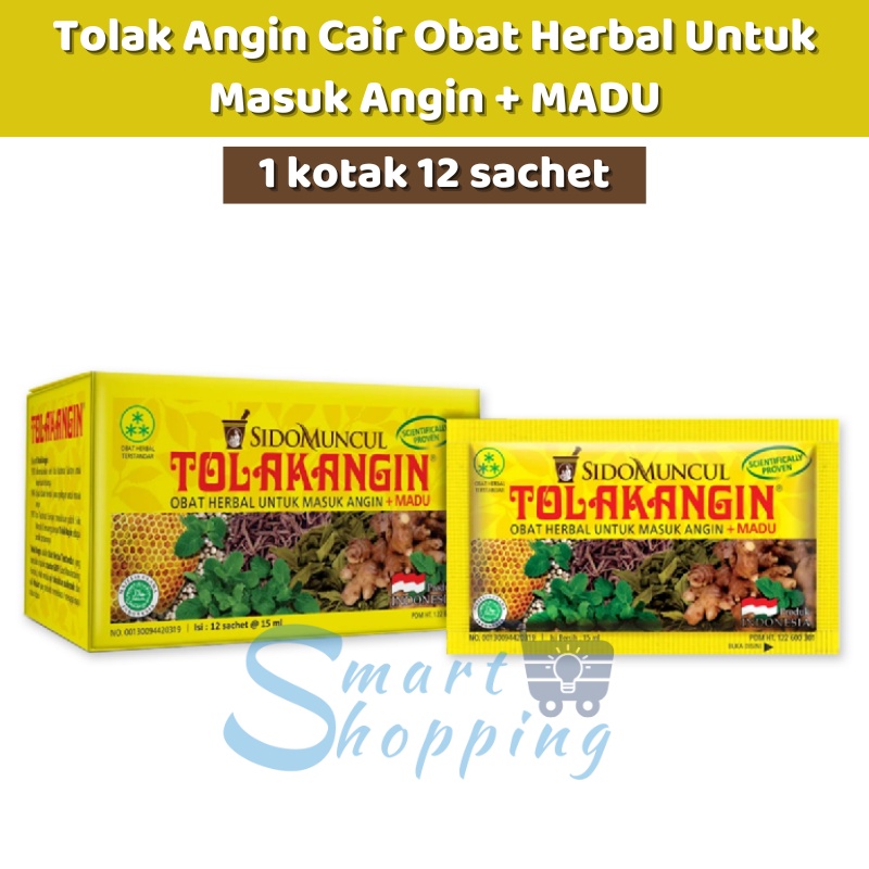Jual Tolak Angin Cair Obat Herbal Untuk Masuk Angin + MADU ( 1 kotak 12 ...